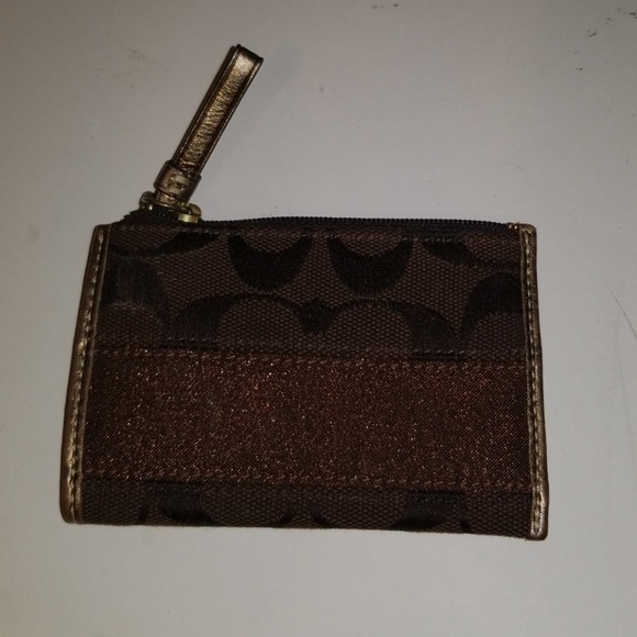 Coach | Bags | Coach Signature Logo Brown Credit Card Wallet Nwot ...